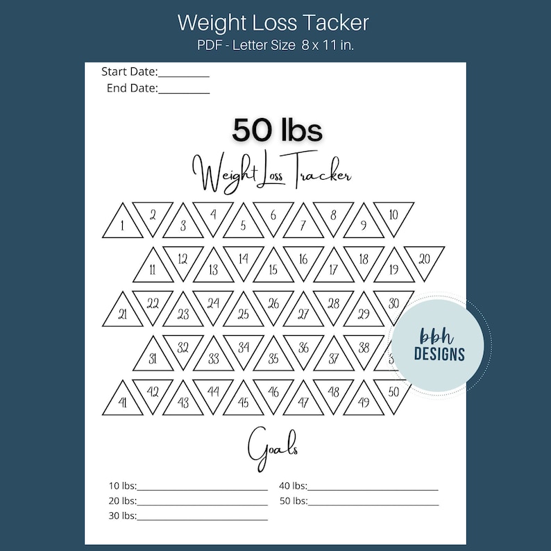 50 Lbs Weight Loss Tracker Goal Planner Weight Challenge | Etsy