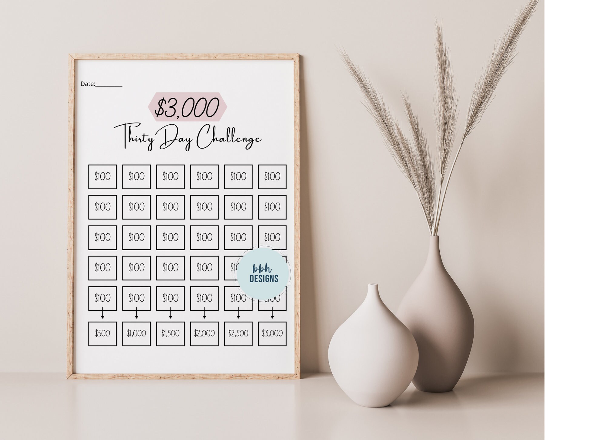 3k IN 30 Days Savings Tracker Printable Savings Goal - Etsy