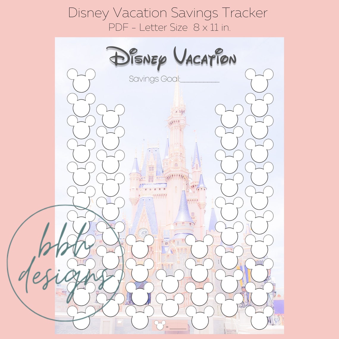 Disney Vacation Savings Tracker Magic Kingdom Savings Goal - Etsy