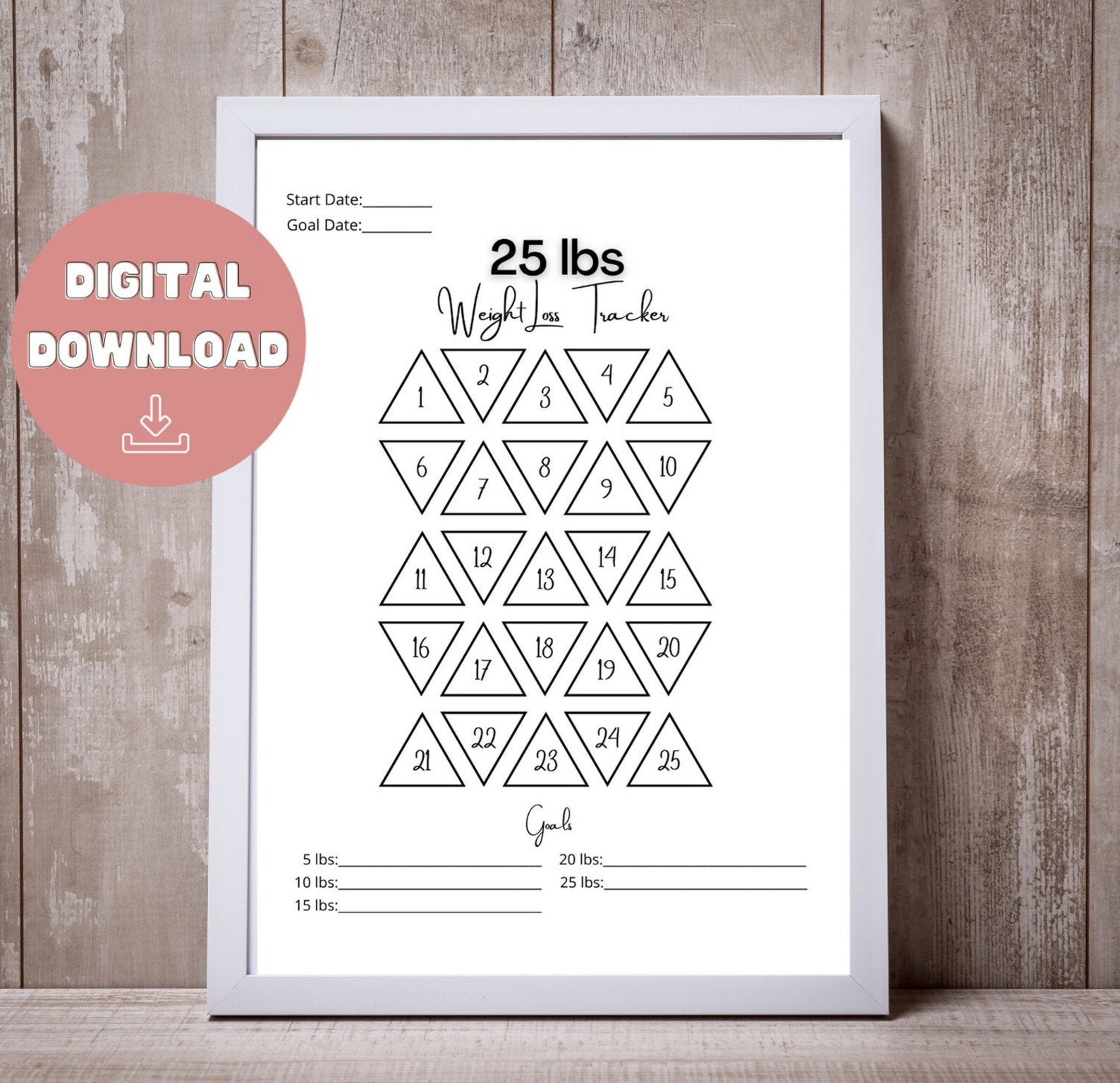 25 Lbs Weight Loss Tracker, Goal Planner, Weight Challenge, Tracker ...