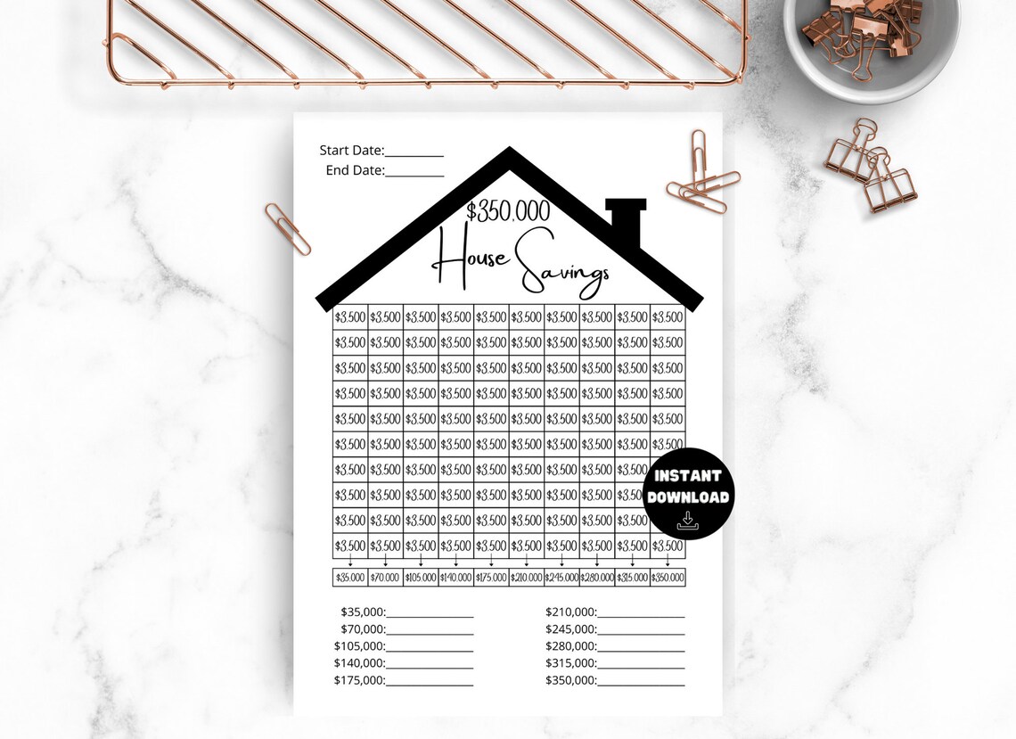 350k House Savings Tracker Templet Instant Download Printable - Etsy