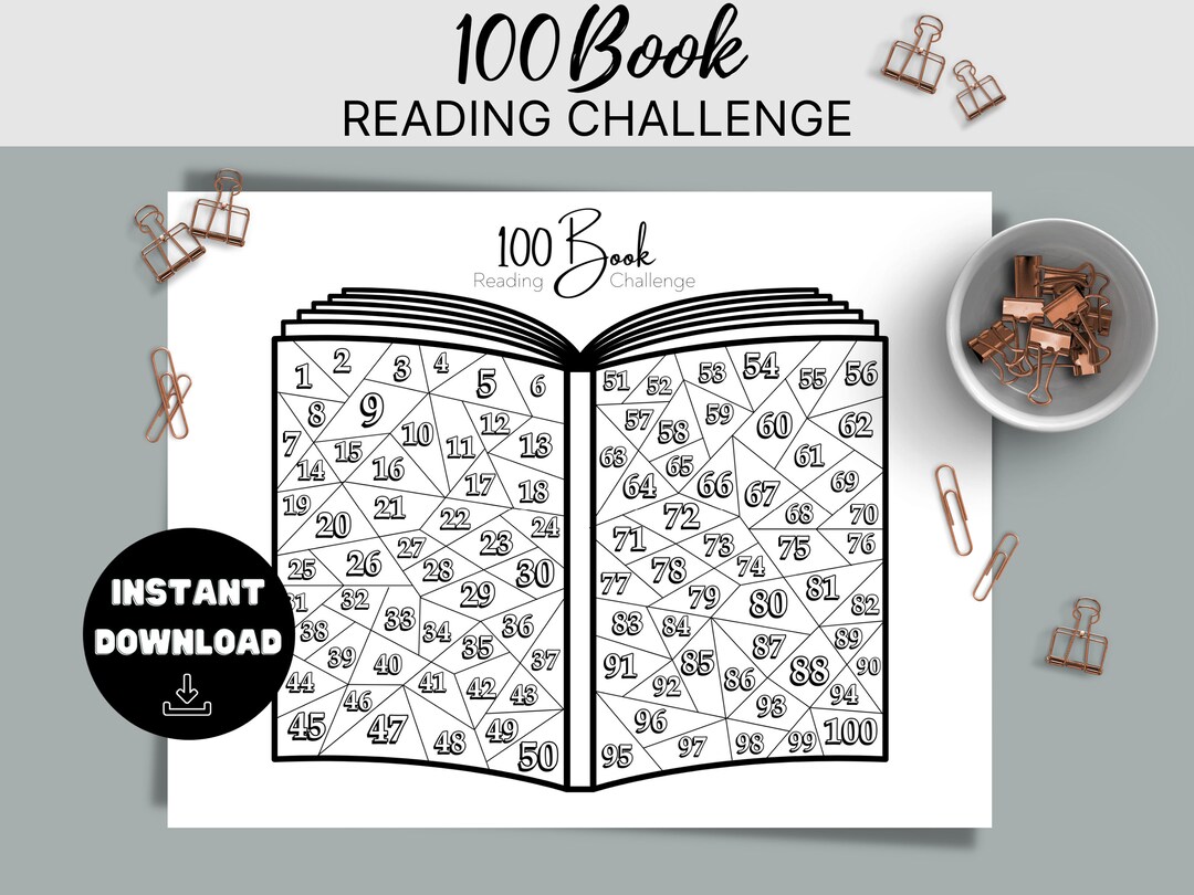 100 Book Reading Challenge Printable Inserts, Summer Reading, Happy ...