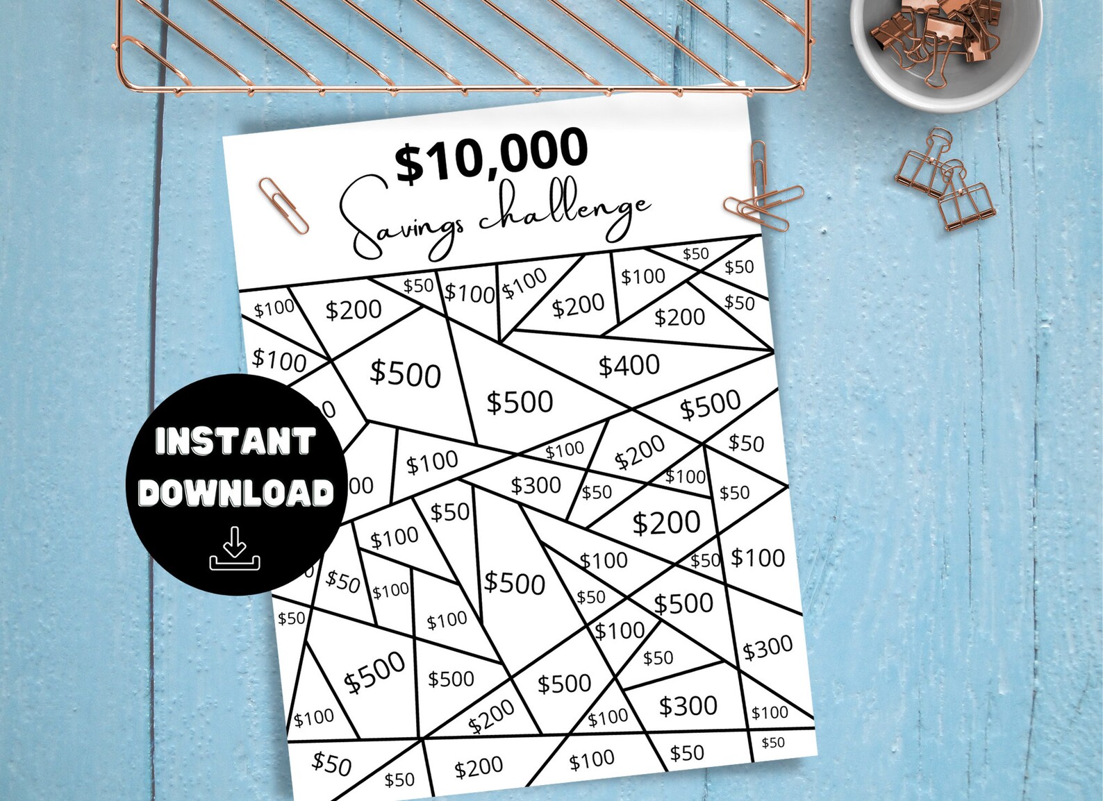 Fun 10k Savings Tracker, Printable, Savings Goal, 10,000 Tracker ...