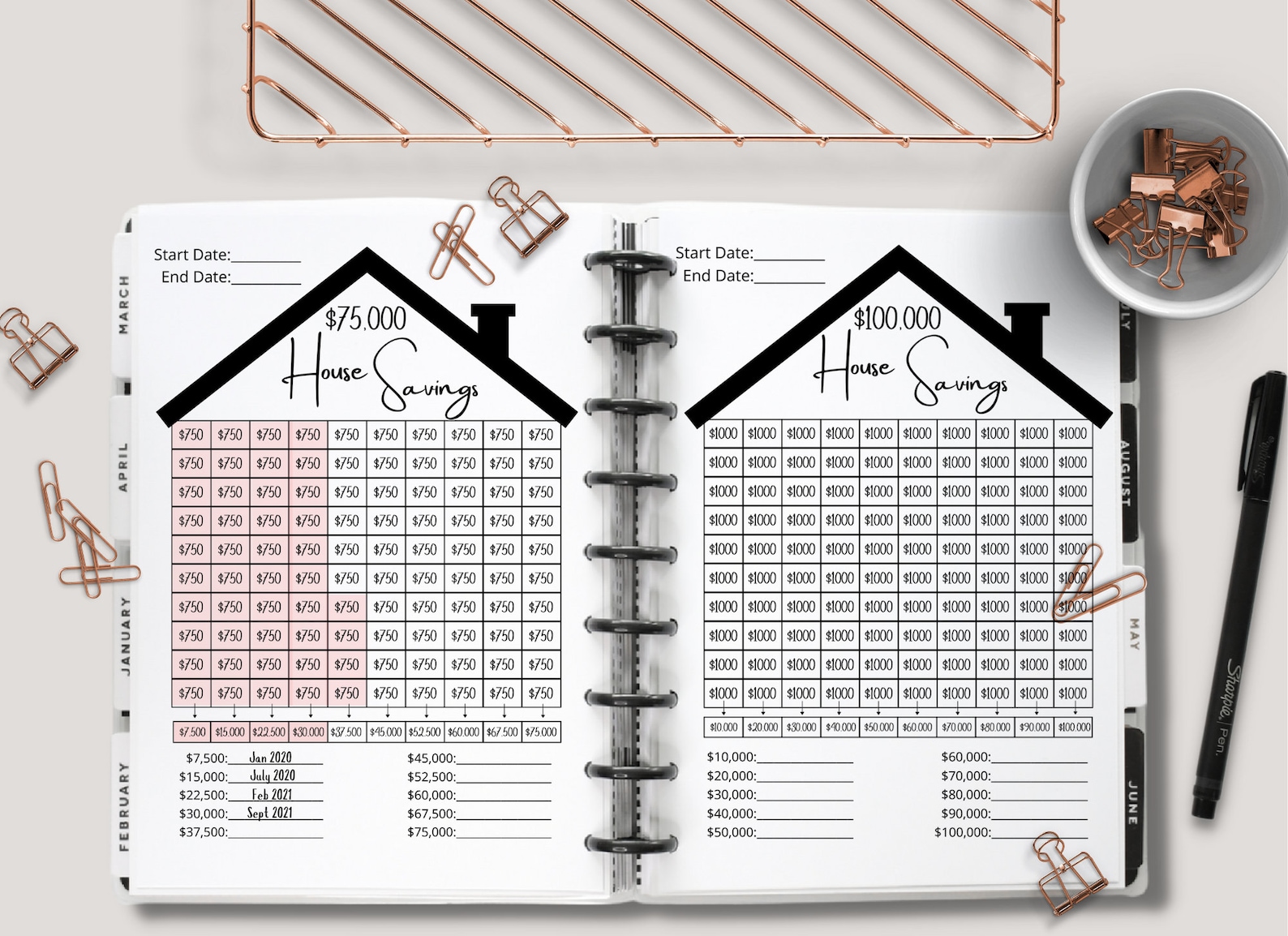 10 House Savings Trackers Instant Download Printable Savings Goal New ...