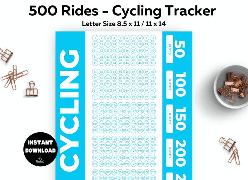 500 Bike Rides Tracker, Cycling, Exercise Goal, Happy Planner Inserts ...