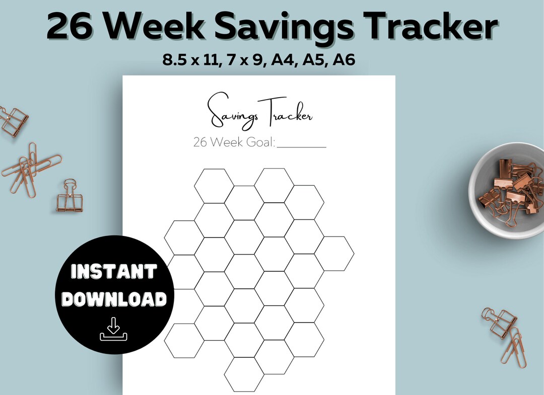 26 Week Savings Tracker Printable Savings Goal Savings - Etsy