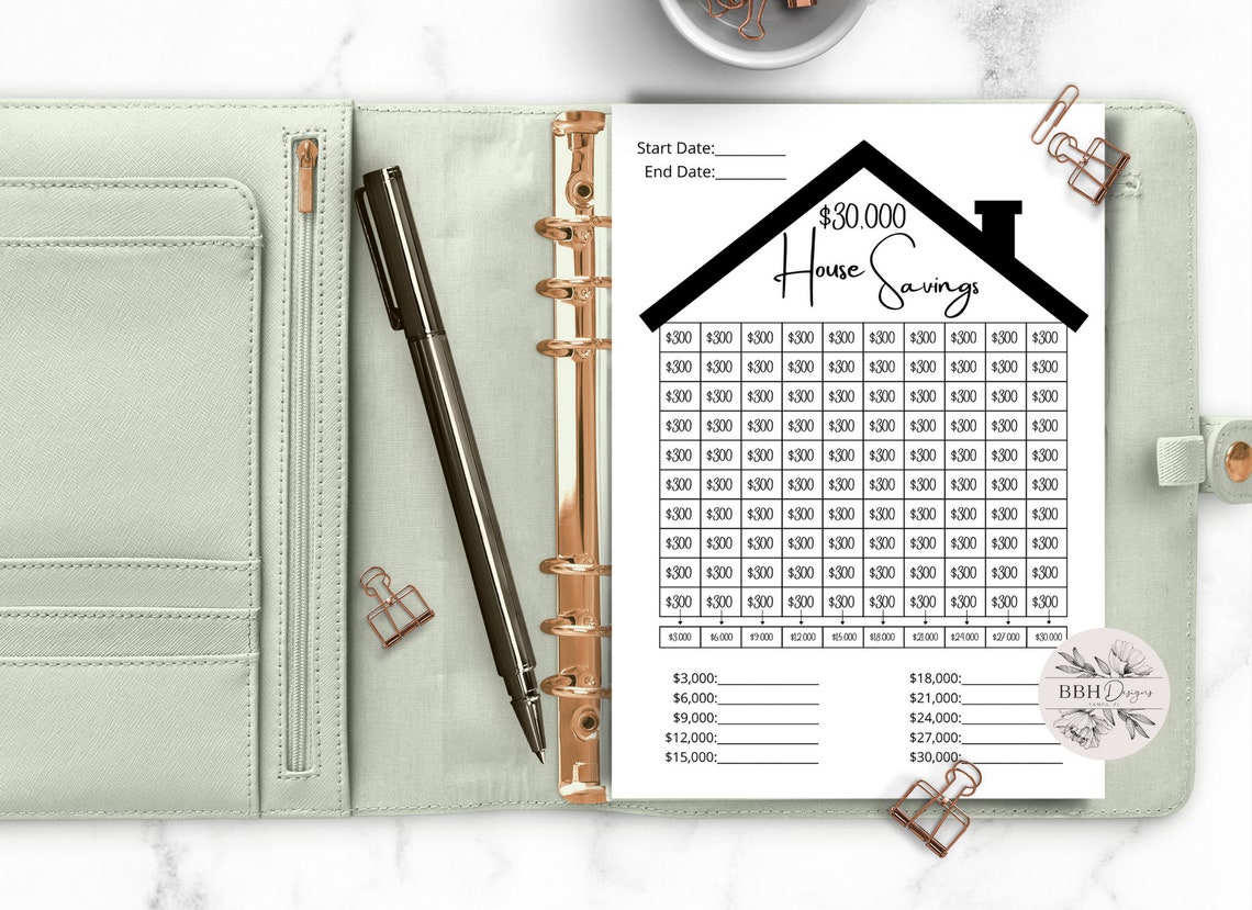 30k House Savings Tracker, Printable, Savings Goal, New House Tracker ...