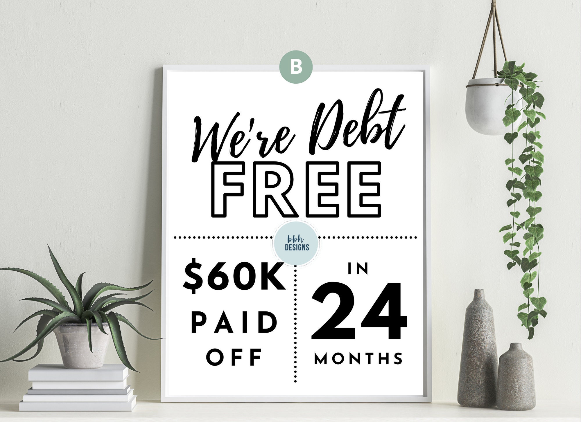 We're Debt Free Chalkboard Sign Debt Free Scream Debt | Etsy