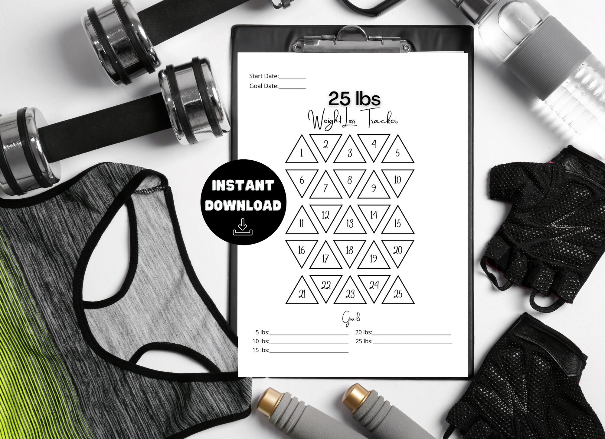 25 Lbs Weight Loss Tracker: Printable Goal Planner (digital Download ...