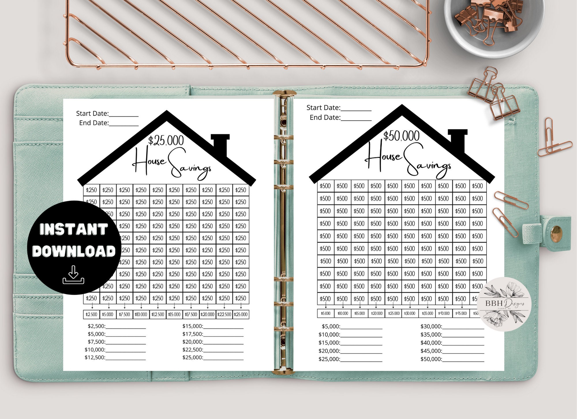 10 House Savings Trackers Instant Download Printable Savings Goal New ...