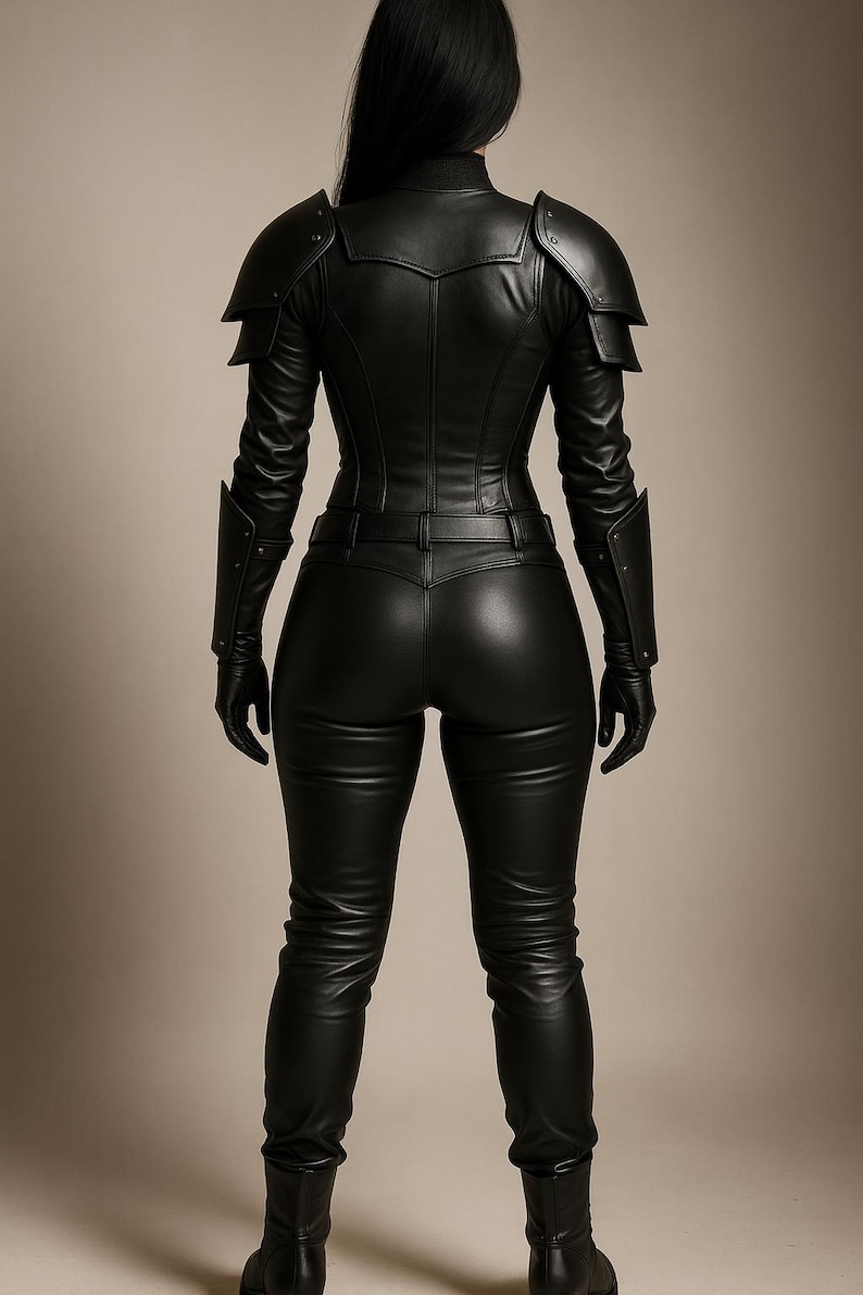 Black Leather Armor Cosplay Suit for Women - Gothic Tactical Warrior ...
