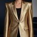 Champagne Gold Genuine Leather Blazer - Trendy Metallic Party Jacket ...