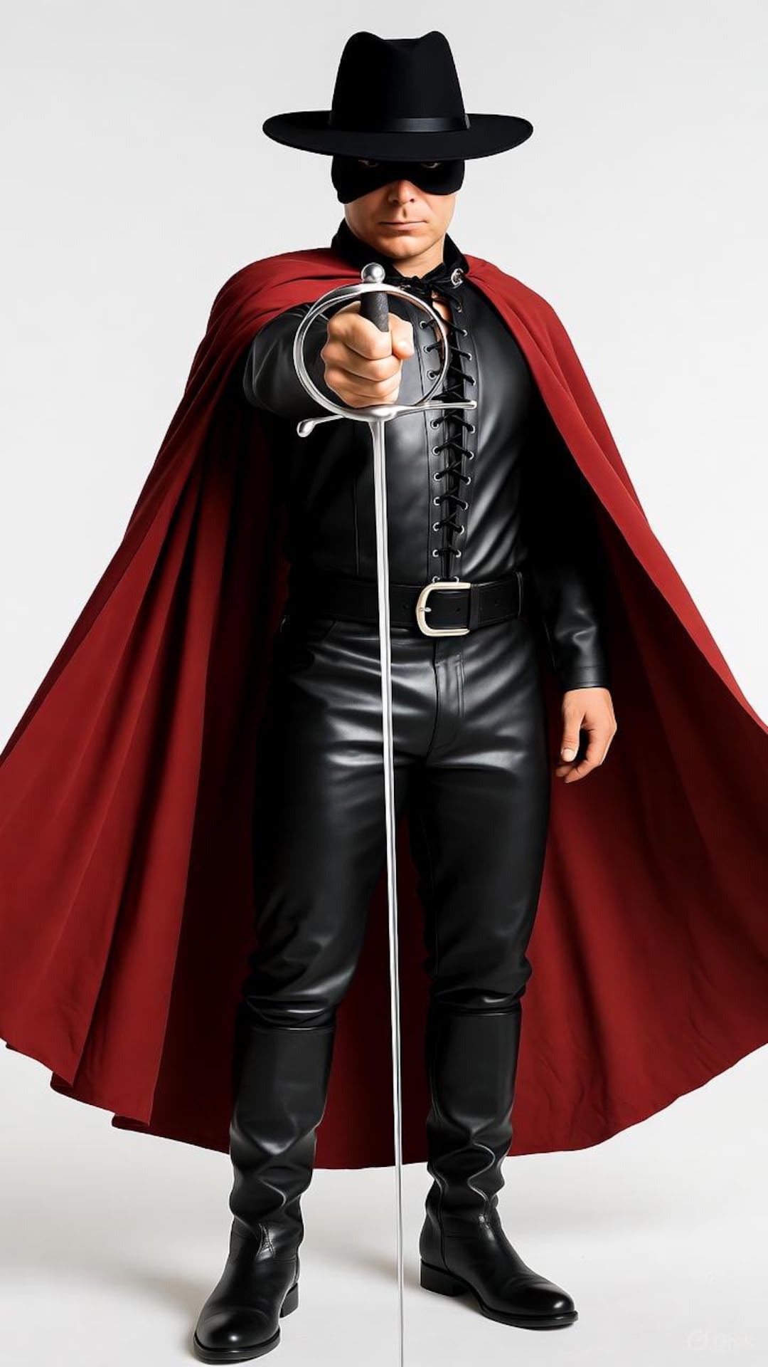 Zorro Leather Costume With Cape, Hat and Mask, Complete Hero Cosplay ...