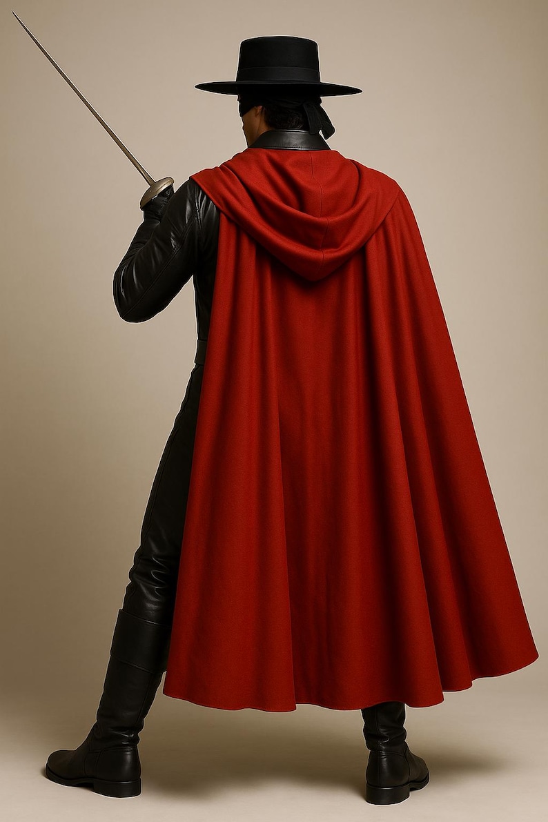 Zorro Leather Costume With Cape, Hat and Mask, Complete Hero Cosplay ...