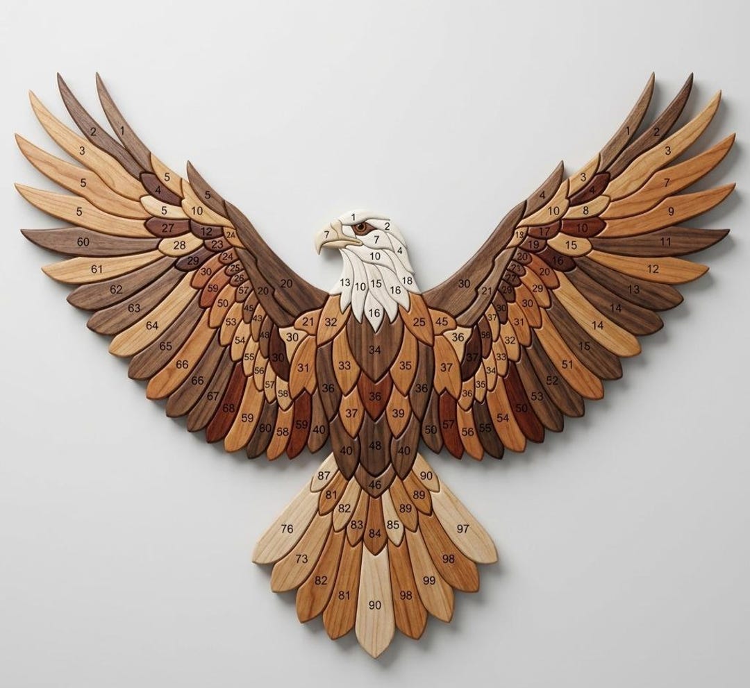 Flying Eagle Intarsia Pattern PDF | Scroll Saw Eagle Wall Art ...