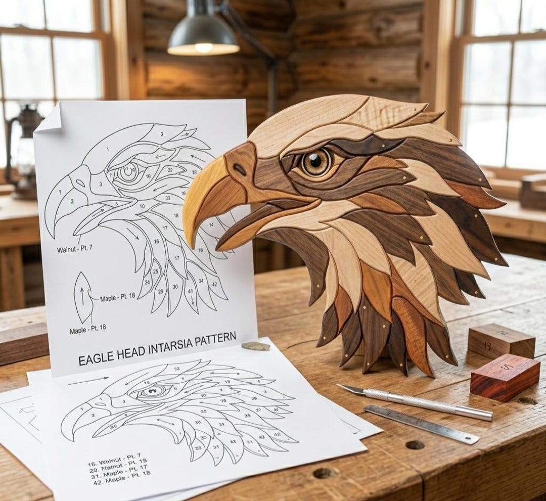 Eagle Head Intarsia Pattern PDF, Patriotic Scroll Saw Template ...