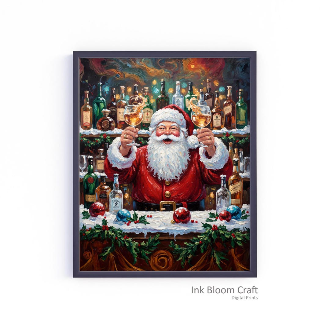 Santa Claus Bar Art Print, Christmas Party Decor (digital Download) - Etsy