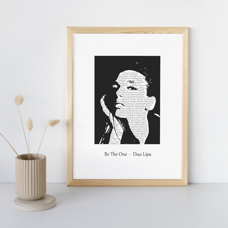 Dua Lipa "be the One" Song Lyrics | Digital Poster | Black and White ...