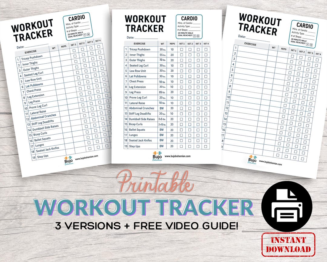 Printable Workout Tracker | Personal Trainer Designed Fitness Routine ...