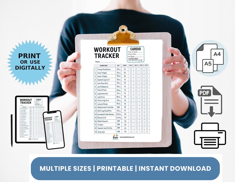 Printable Workout Tracker | Personal Trainer Designed Fitness Routine ...