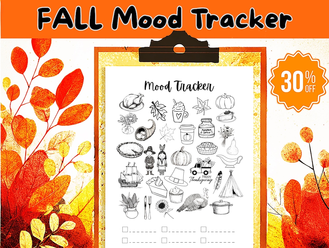 Thanksgiving & Fall Themed Mood Tracker | Printable Journal Page ...