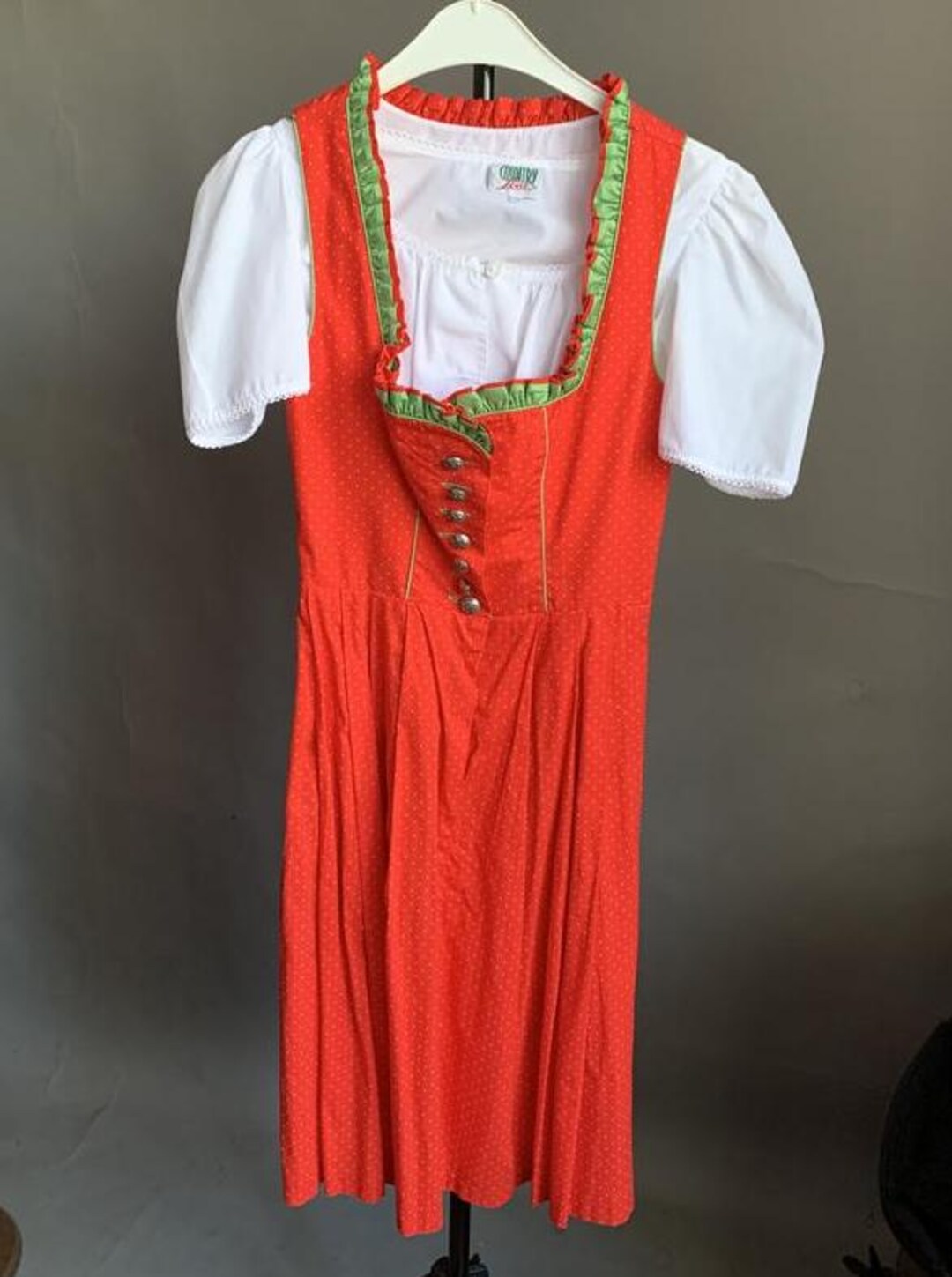 Womans Austrian Dress Dirndl Authentic Bavarian Traditional Red - Etsy