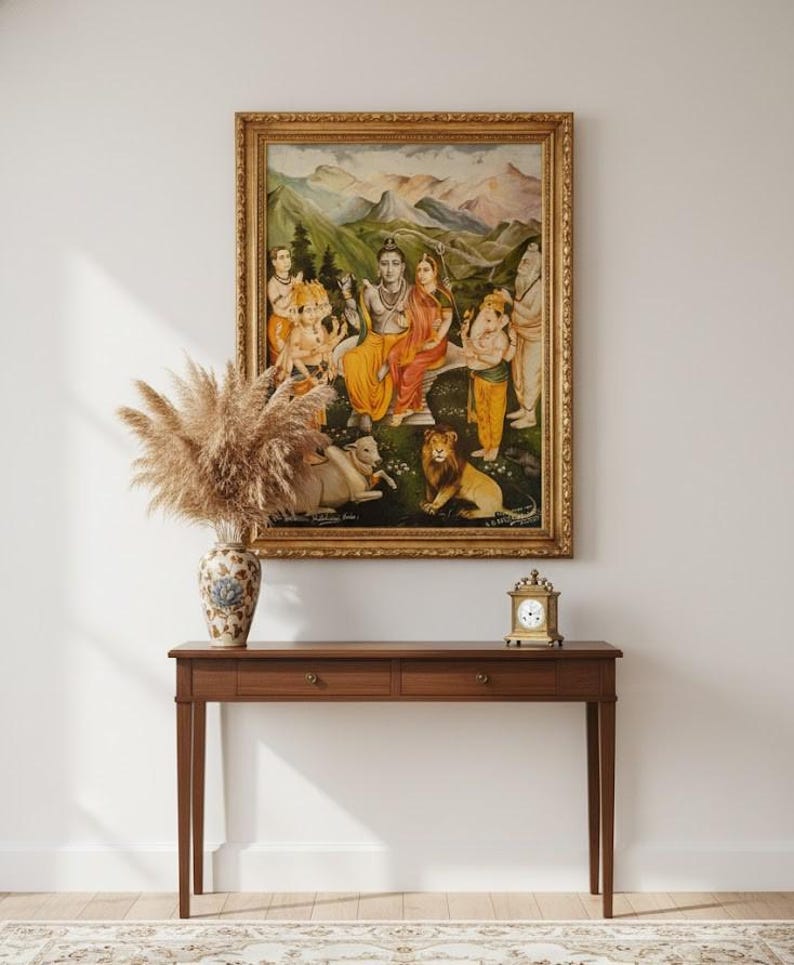 Lord Shiva and His Consort Goddess Parvati Seated on a White Bench - Etsy