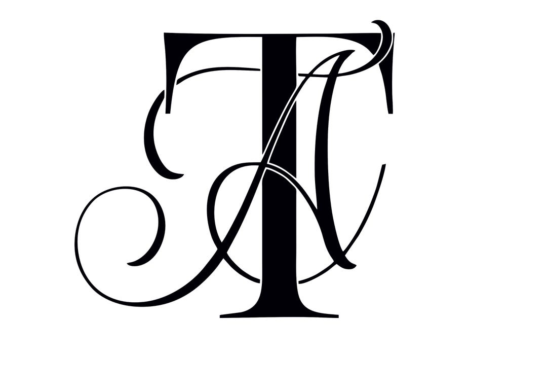 AT Wedding Logo, Engagement Branding Bridal Branding, Couple Emblem ...