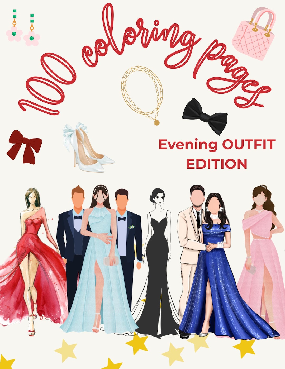 100 Printable Coloring Pages Evening Outfit Edition INSTANT DOWNLOAD - Etsy