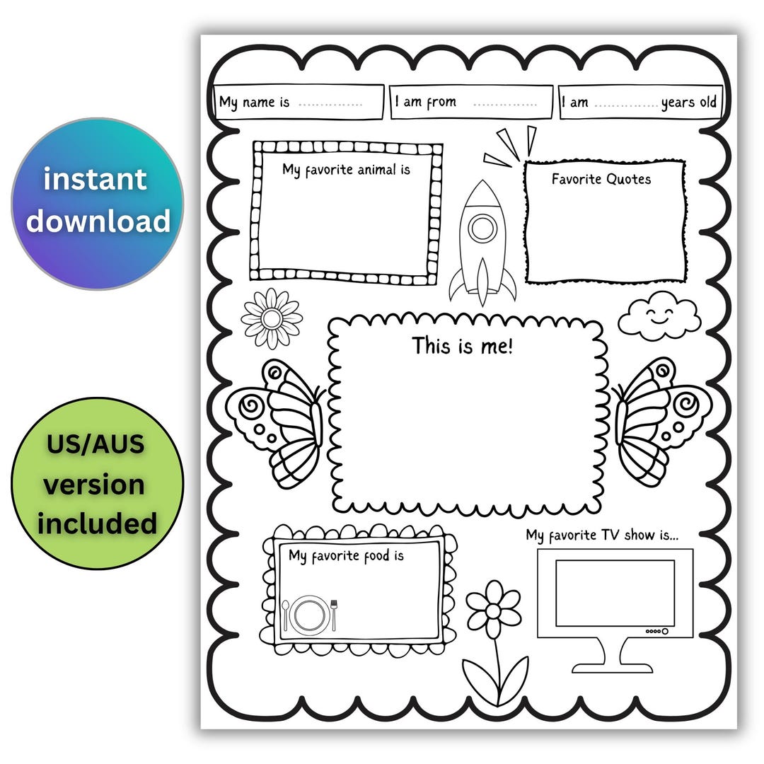 All About Me Worksheet for Kids – Back to School Printable Activity ...