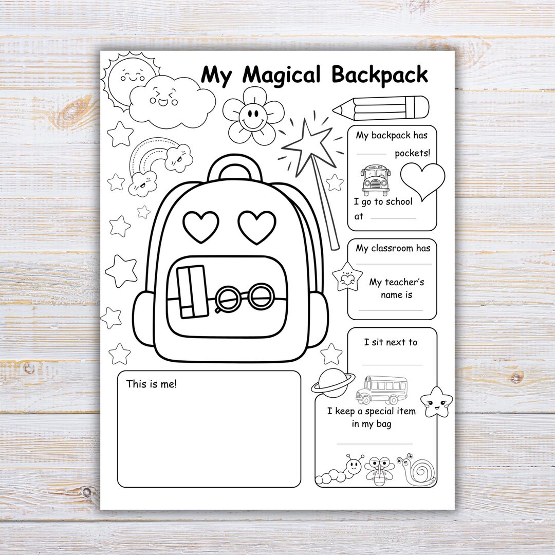 Magical Backpack Worksheet: Back to School All About Me Activity (PDF ...