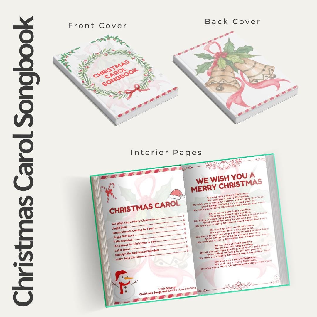 Christmas Carol Songbook: Print-ready & Editable (digital Download) - Etsy