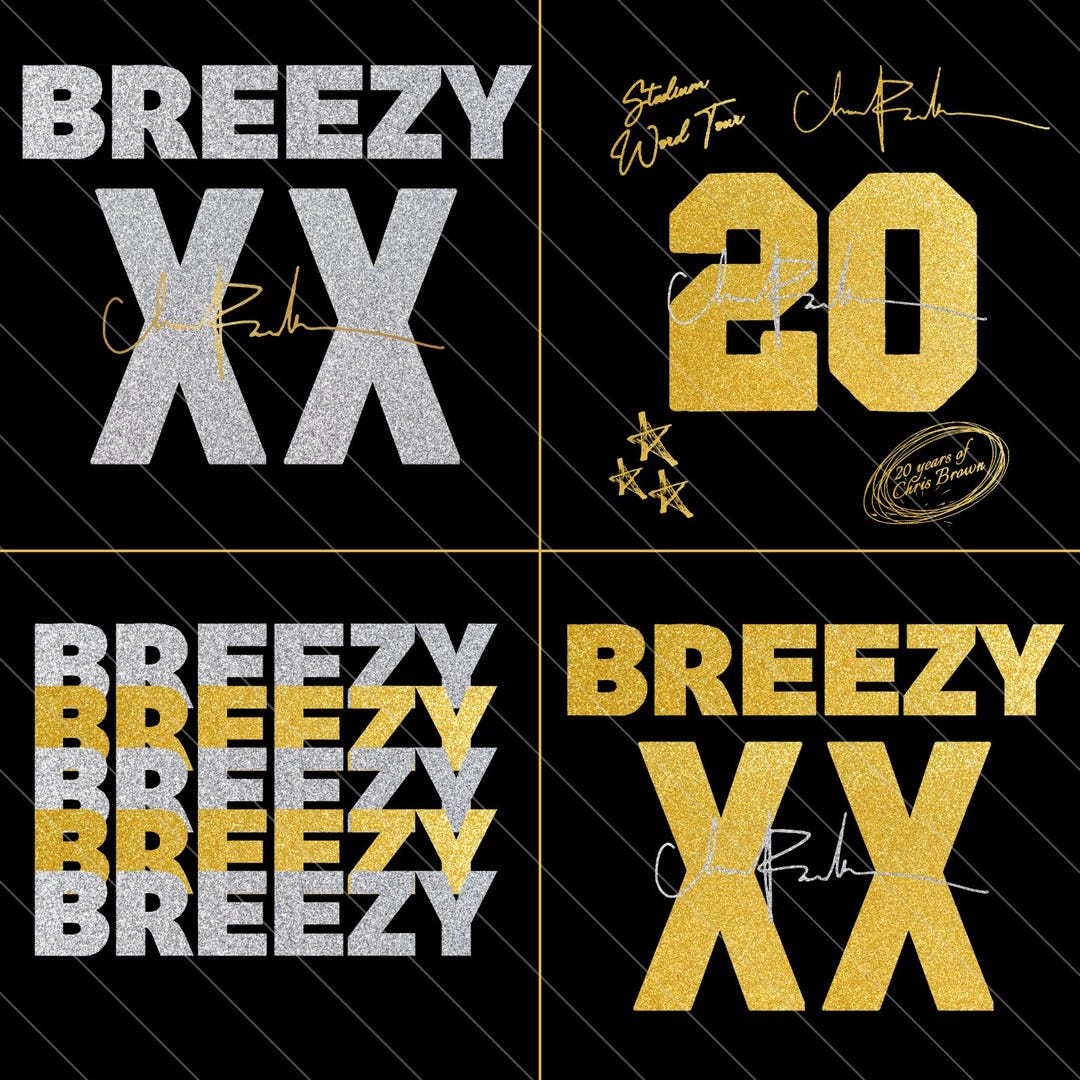 12 Chris Brown Breezy Tour PNG Bundle: Glitter Text Fan Art, Chris ...
