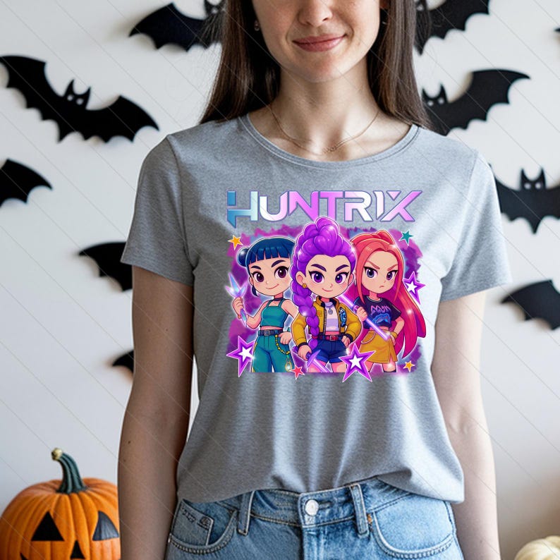Huntrix Kpop Demon Hunters Png Bundle, Kpop Idol Group Png Design, Girl ...