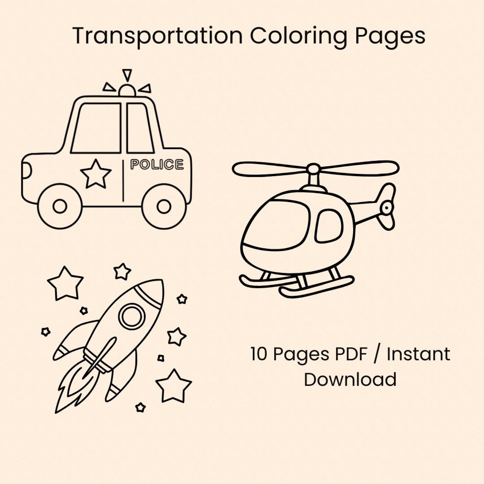 Vehicles Coloring Pages for Kids – Cars, Trucks, Planes & Trains ...