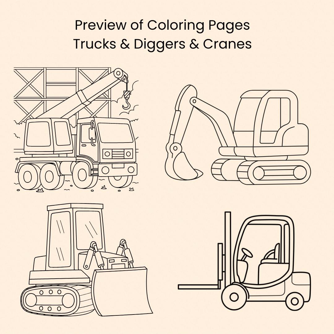Construction Vehicles Coloring Pages for Kids – 10 Printable Sheets ...