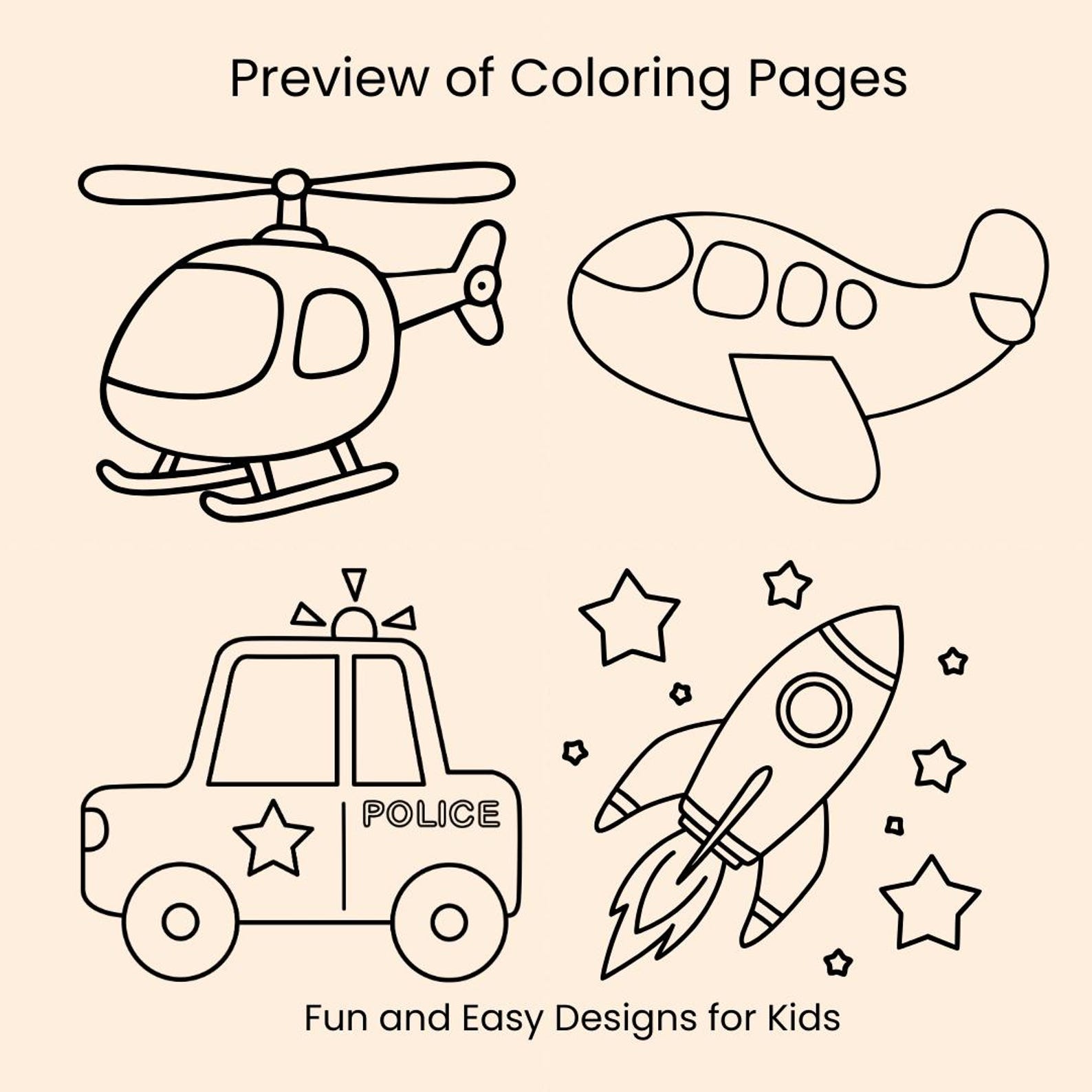 Vehicles Coloring Pages for Kids – Cars, Trucks, Planes & Trains ...