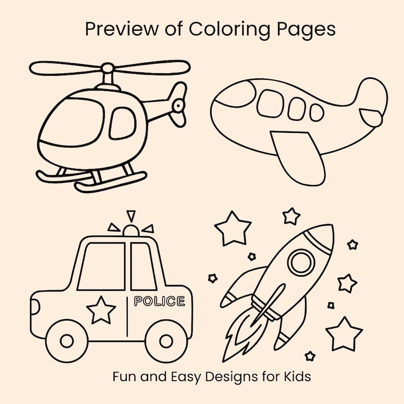 Vehicles Coloring Pages for Kids – Cars, Trucks, Planes & Trains ...