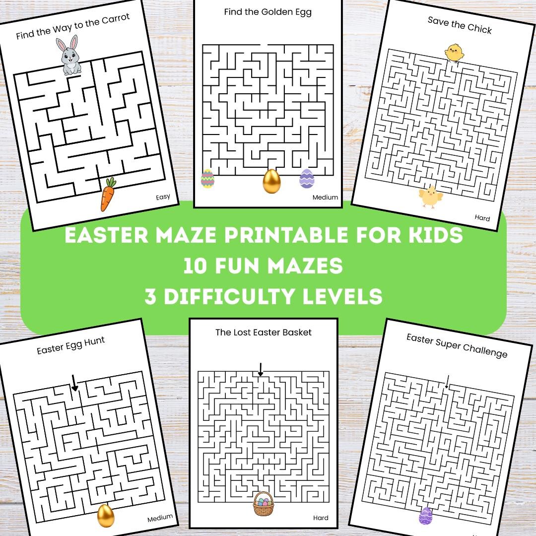 Easter Maze Printable Pack | 10 Bunny & Egg Mazes (digital Download) - Etsy