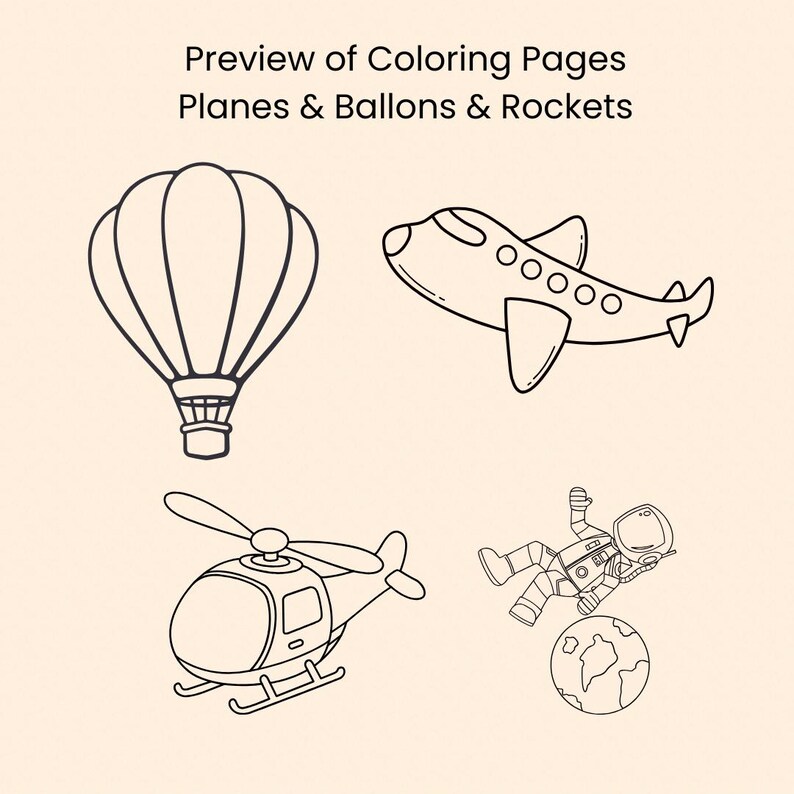Air Transport Coloring Pages for Kids – 10 Printable Sheets (PDF ...