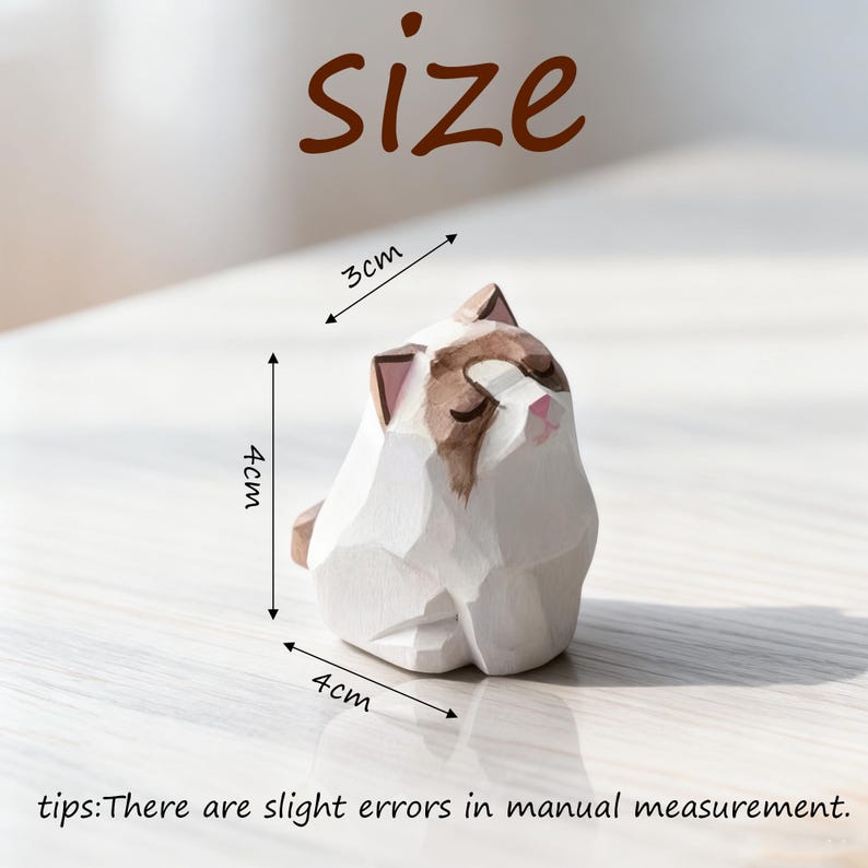 Cute Handcrafted Wooden Cat Sculpture – Whimsical Calm Kitty Decor for ...
