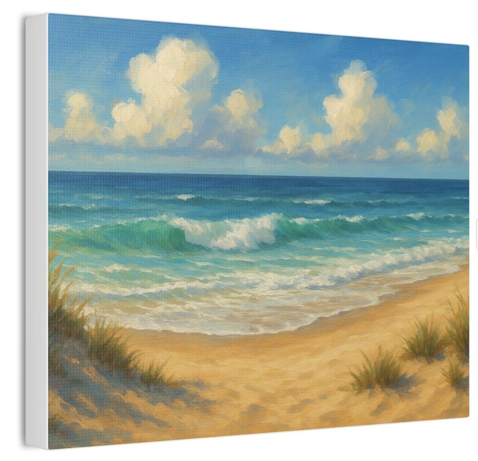 Coastal Beach Scene Art Print: Calming Ocean Waves Landscape (digital ...