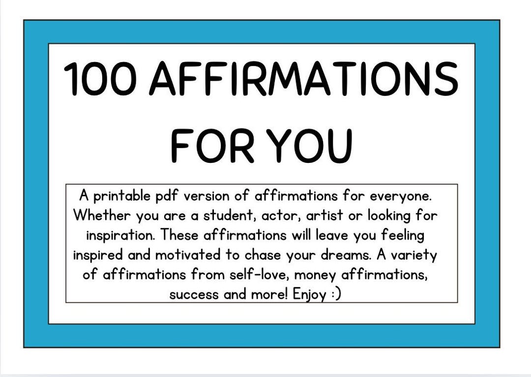 100 PRINTABLE PDF Affirmations for Actors,creatives,artists - Etsy