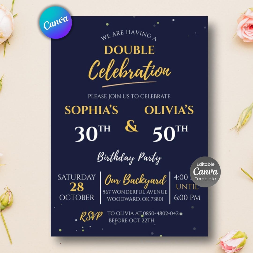Editable Sibling Birthday Invitation, Double Birthday Invite, Dual ...