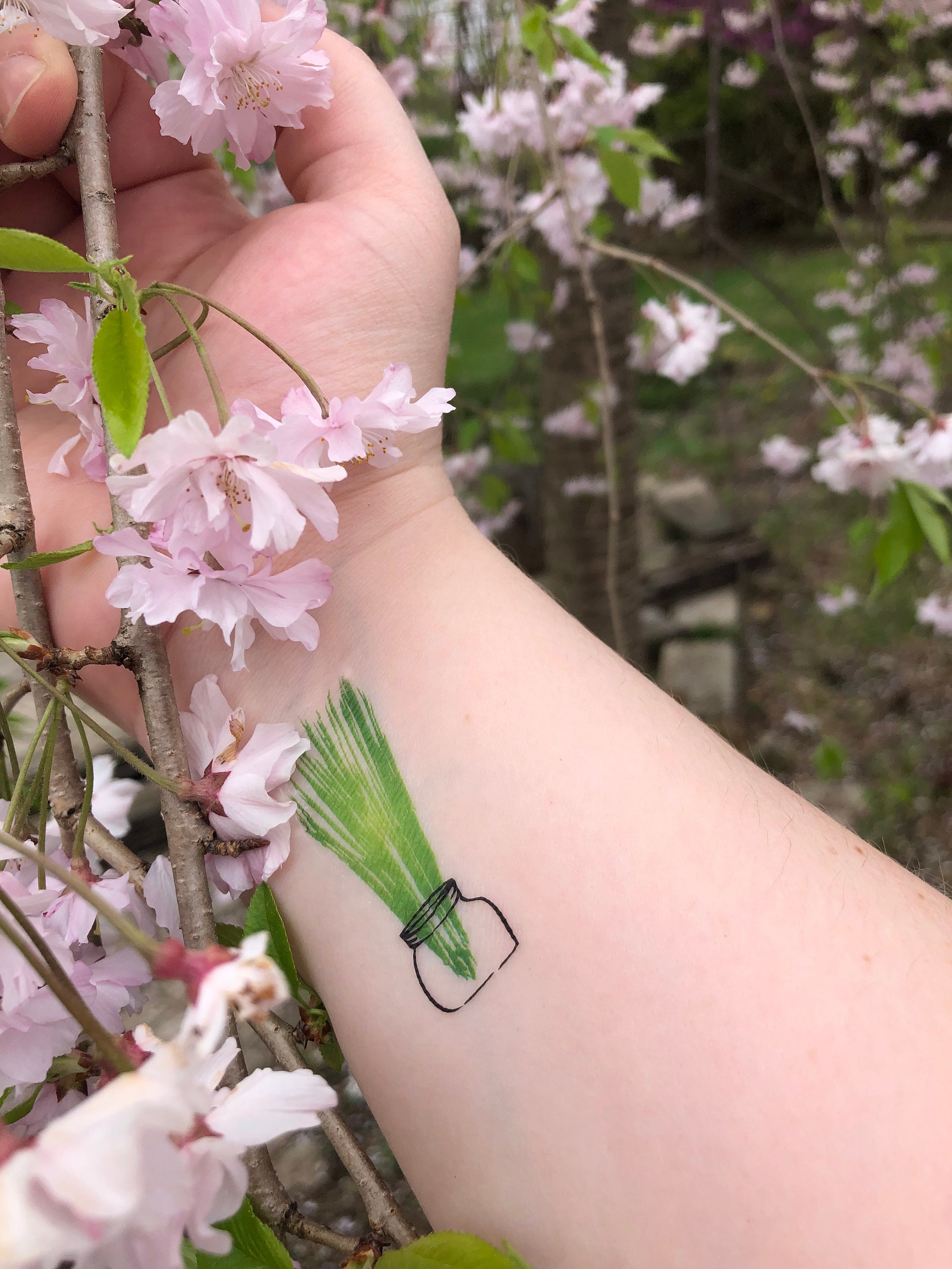 Chives Herbs Temporary Tattoo individual - Etsy
