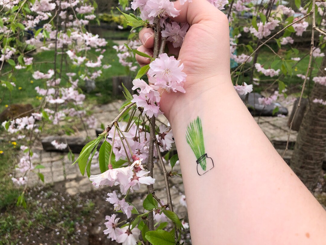 Chives Herbs Temporary Tattoo (individual) - Etsy