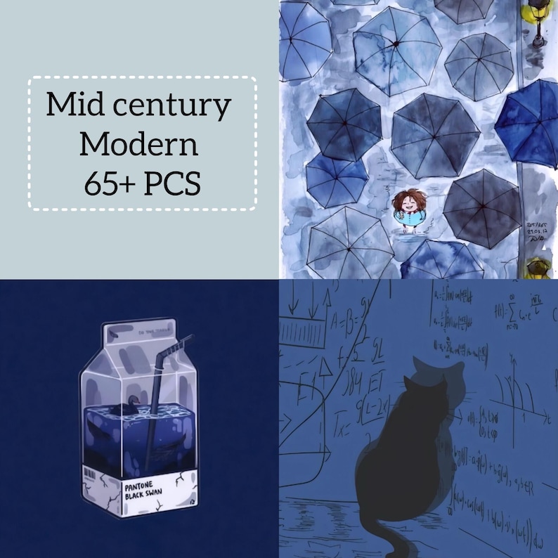 65+ Mid-century Modern Art Prints Botanical Wall Art Bundle (digital ...