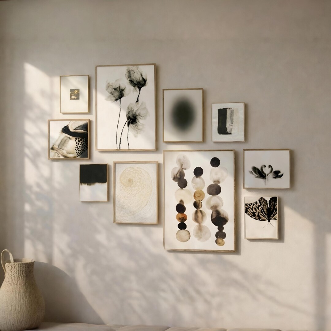 Modern Neutral Gallery Wall Art Set of 10 Abstract Wall Art Abstract ...