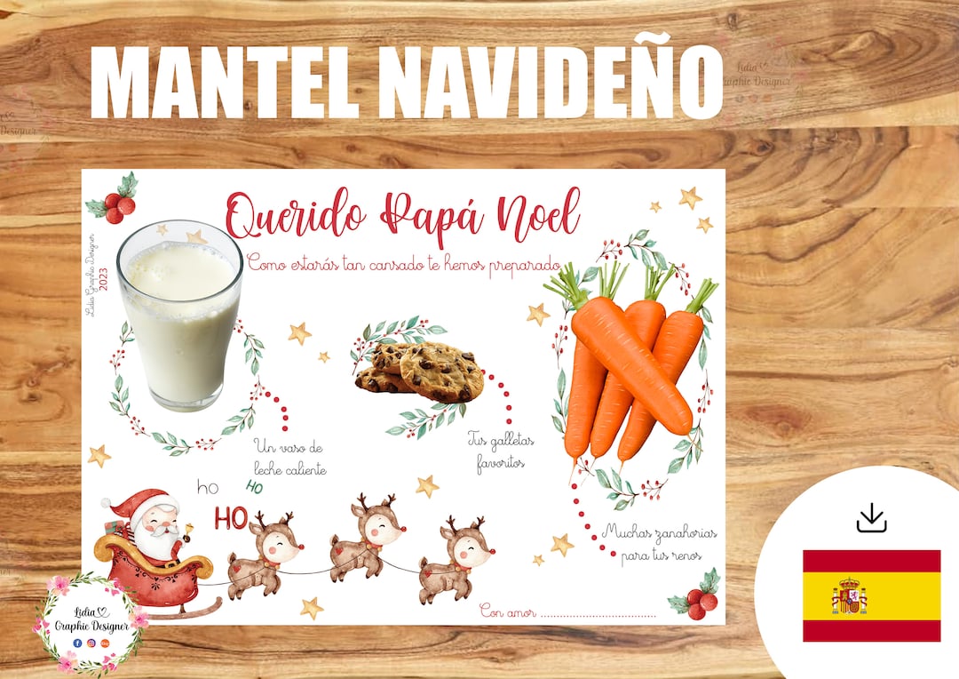 Santa Cookie Tray Placemat PRINTABLE Christmas Placemat for Kids Dear ...