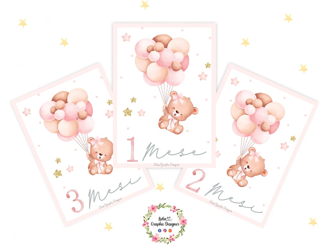 Carte PRIME TAPPE Orsetto Con Palloncino, Idea Regalo Neonato, Regalo Bambino, Fiocco Nascita ...